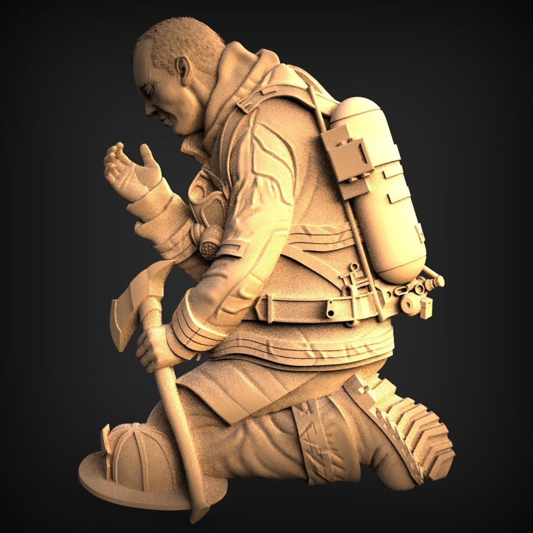 Firefighter 3D STL Model, CNC Router Engraver, Artcam, Aspire, CNC ...