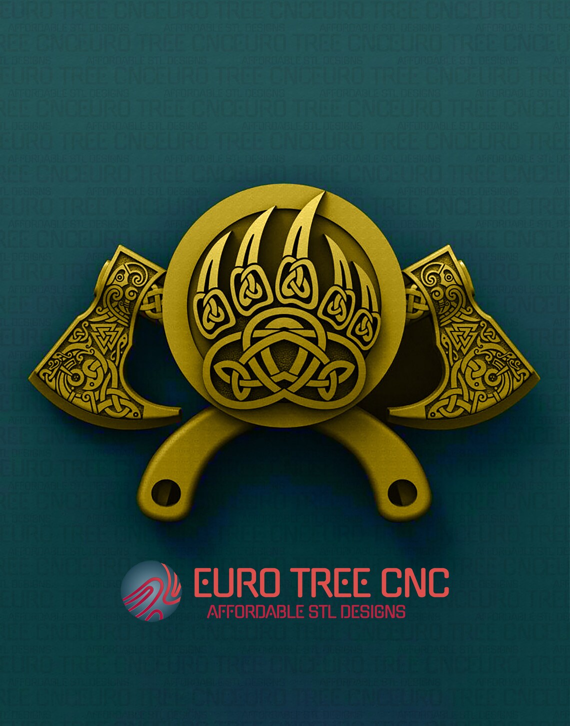 Celtic Bear Claw Axes 3D STL Model: CNC Router File - Etsy