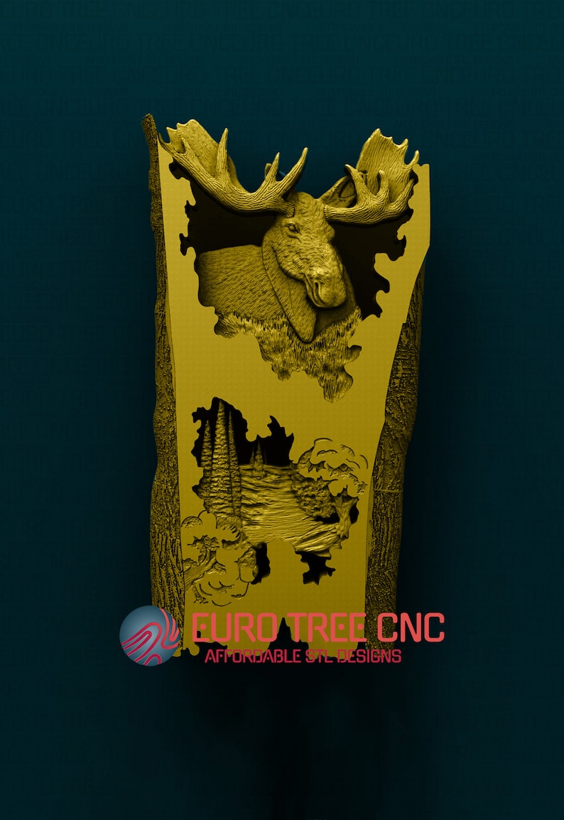 Elk Mural Plaquette 3D STL Model, CNC Router Engraver, Artcam, Aspire ...