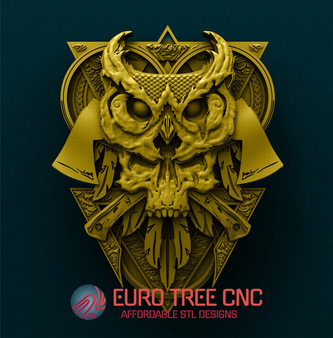 Owl Skull Viking Axes 3D STL Model: CNC Router Engraver File - Etsy