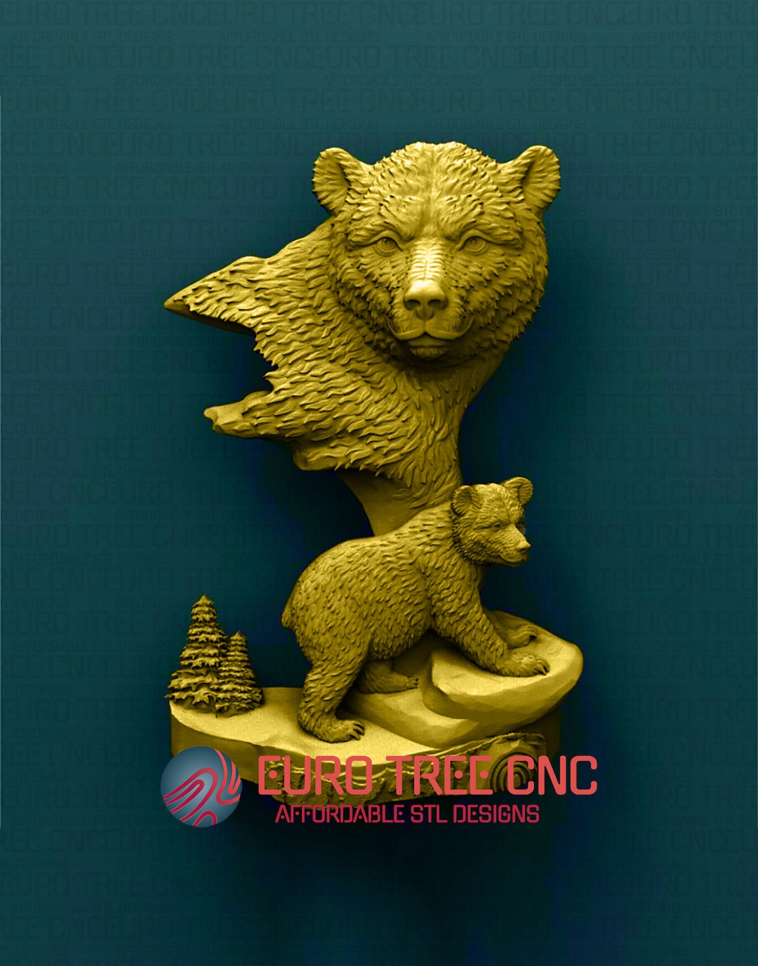 Bears 3D STL Model for CNC Router - Wall Decor (digital File) - Etsy