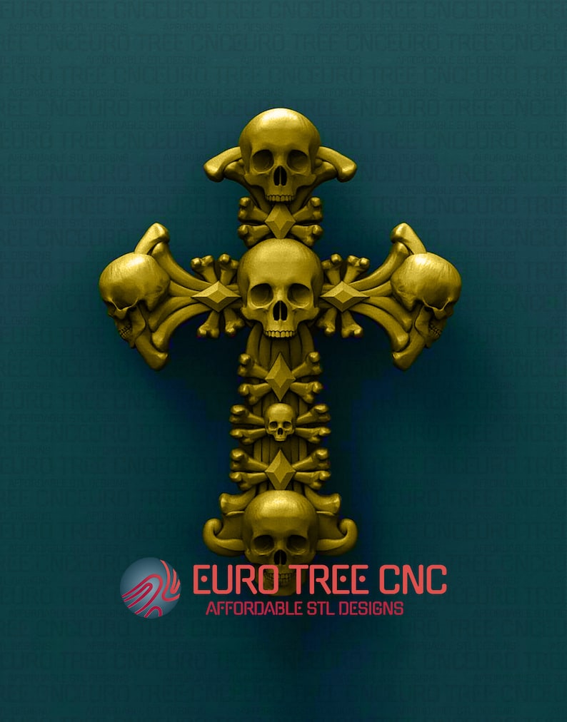 Skull Cross 3D STL Model, CNC Router Engraver, Artcam, Aspire, CNC ...
