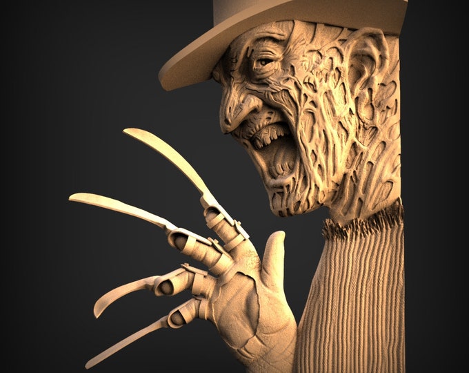 Freddy Krueger Sideways Relief STL File, CNC Router Engraver, Wall ...