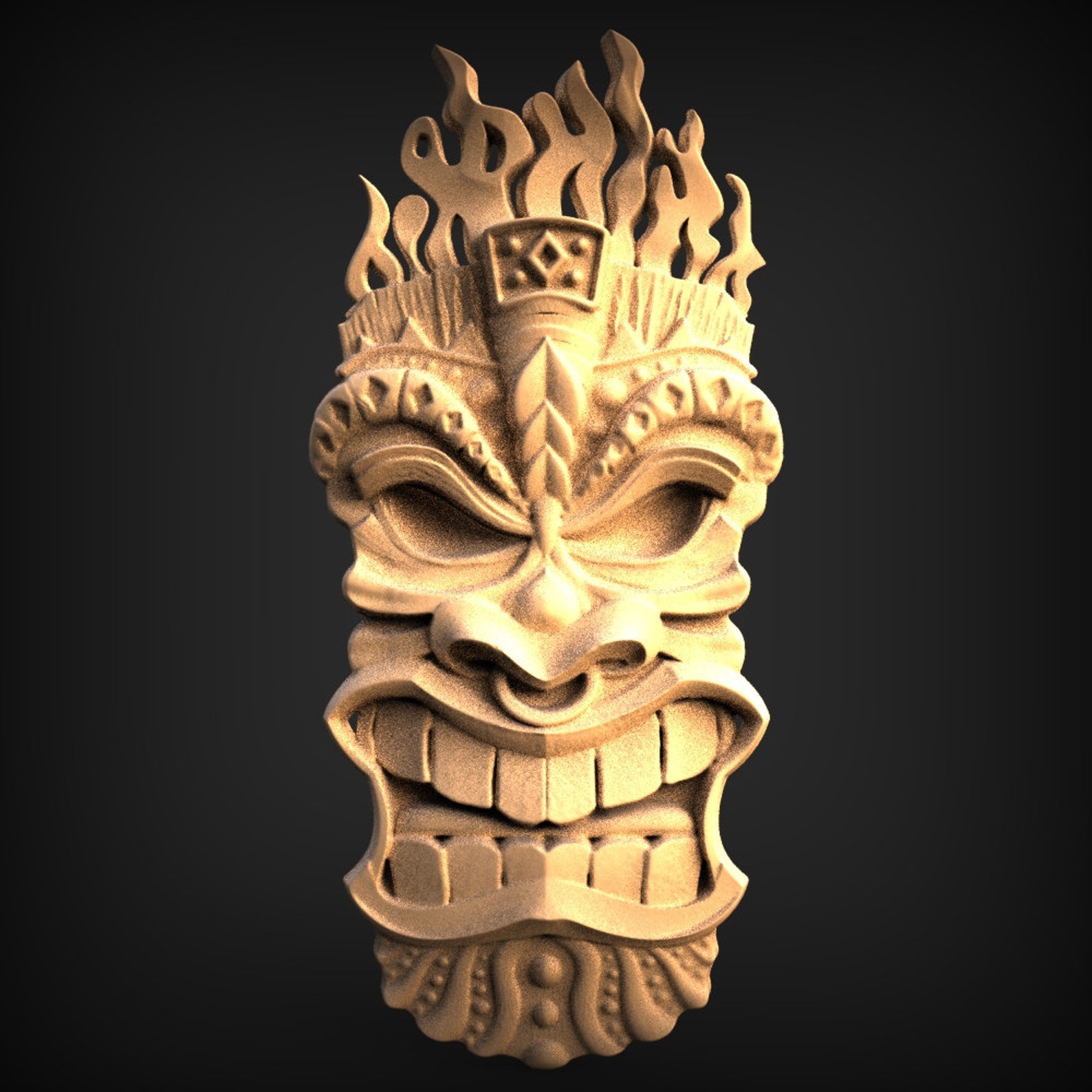 Hawaiian Tiki Tribal Burning 3D STL Model, CNC Router Engraver, Artcam ...