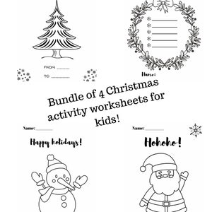Bundle of 4 Christmas Activity Worksheets for Kids - Etsy