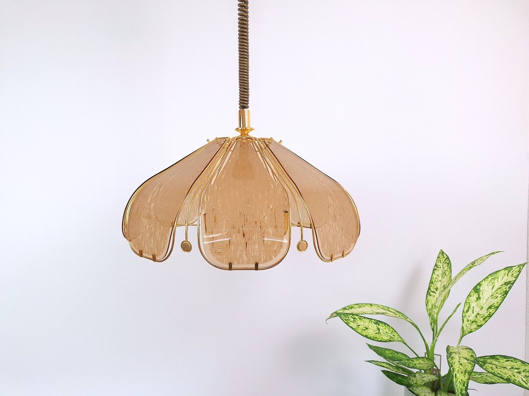 Vintage Glass Pendant Light, Ceiling Light, Hanging Light, Retro Ceiling Light, Mid Century, 70s ...