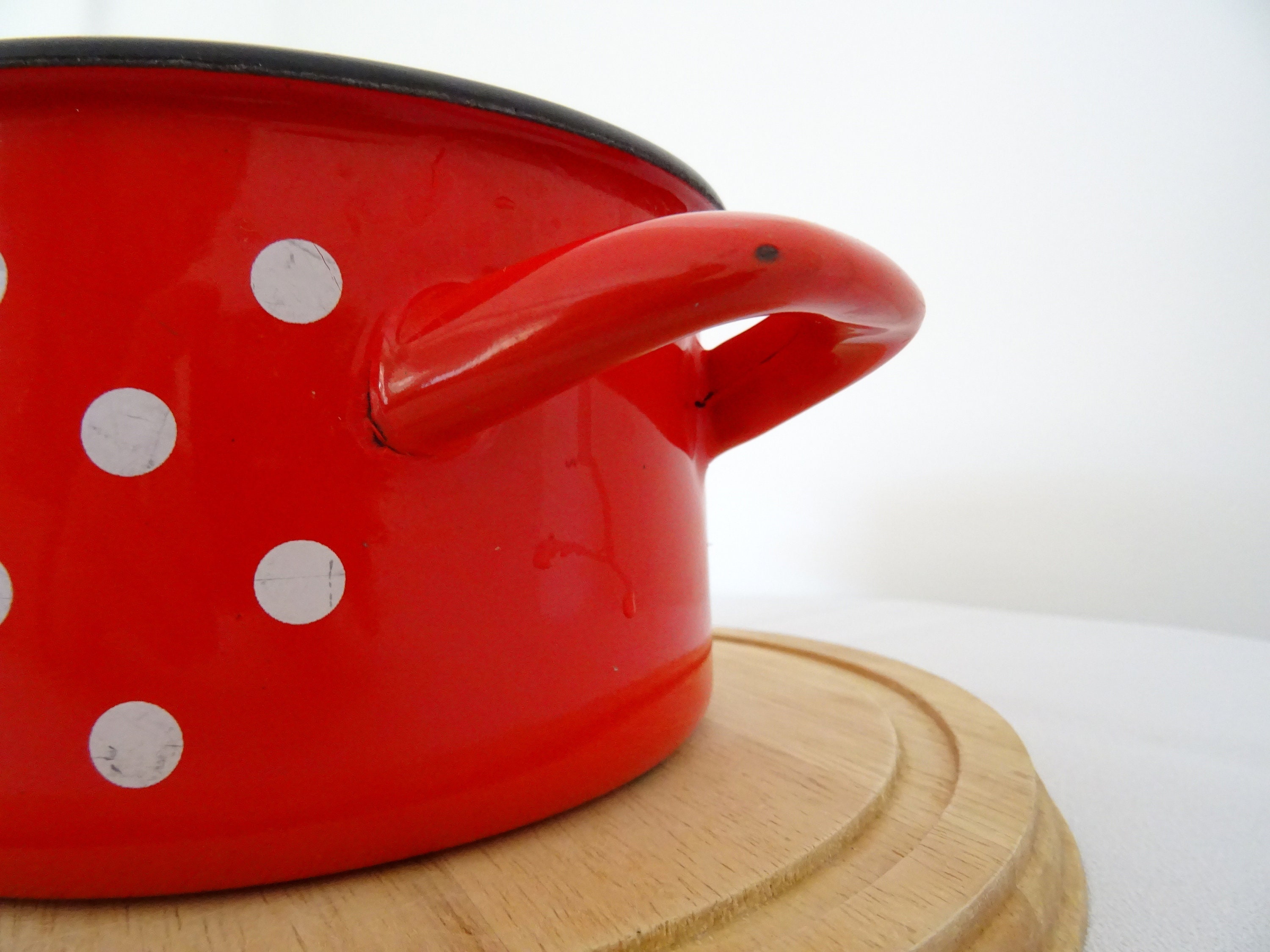 Vintage Red Enamel Pot Red Pot With Dots Kitchenware - Etsy UK