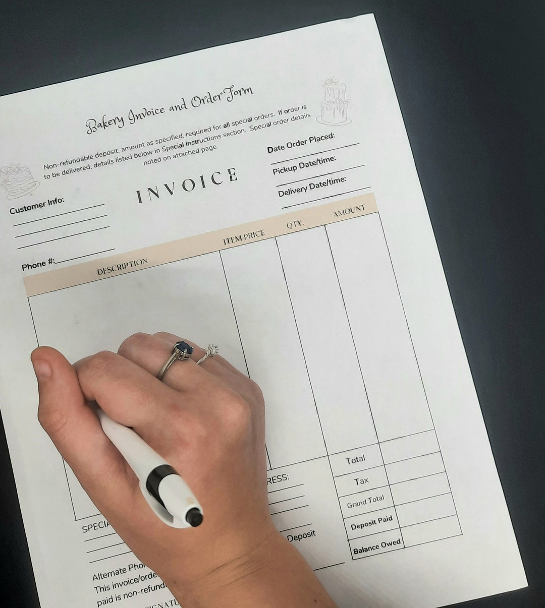 Home Bakery Business Invoice Bundle, Printable Invoice, Bakery Order ...