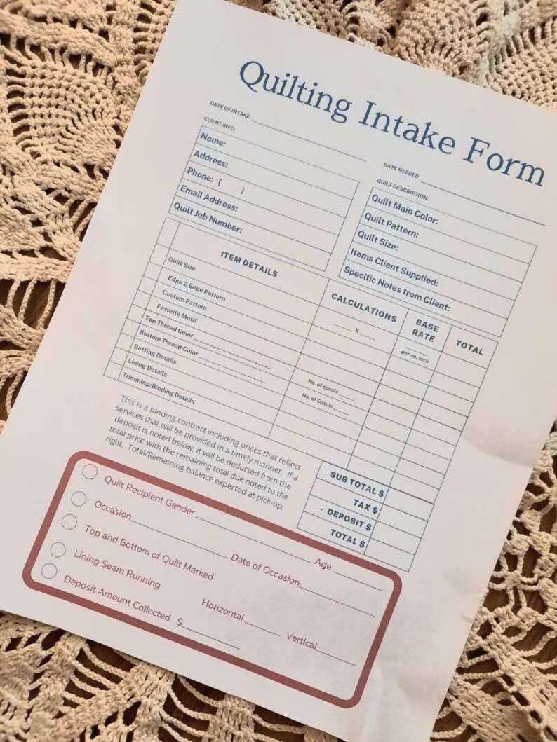 Printable Invoice and Tag Bundle Home Quilting Business Invoice Sales ...