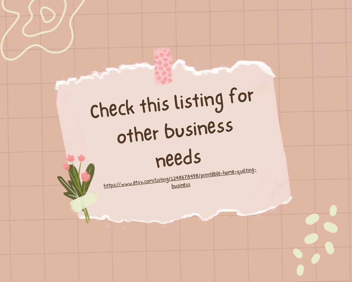 Printable Invoice and Tag Bundle Home Quilting Business Invoice Sales ...