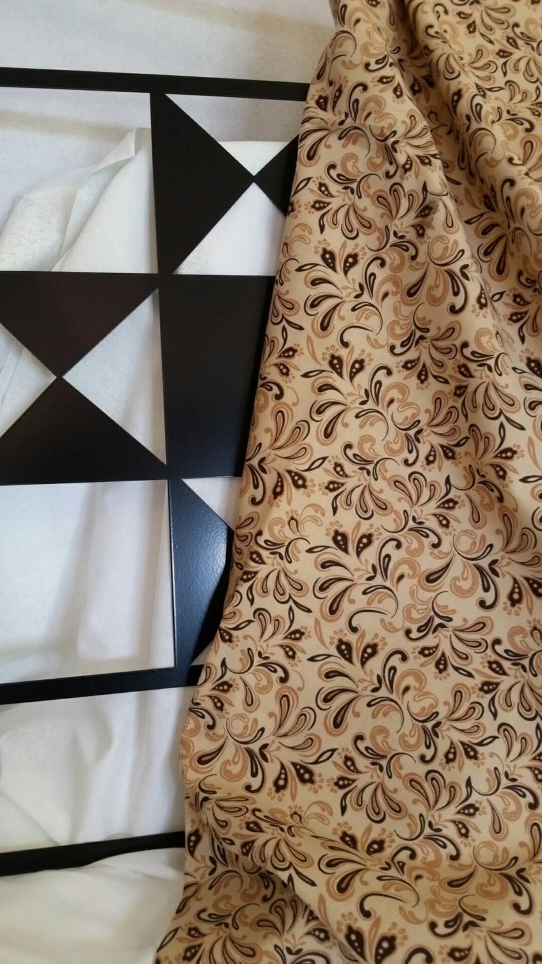 2-yard Bundle Tan Background Various Values of Brown Swirls Teardrops ...