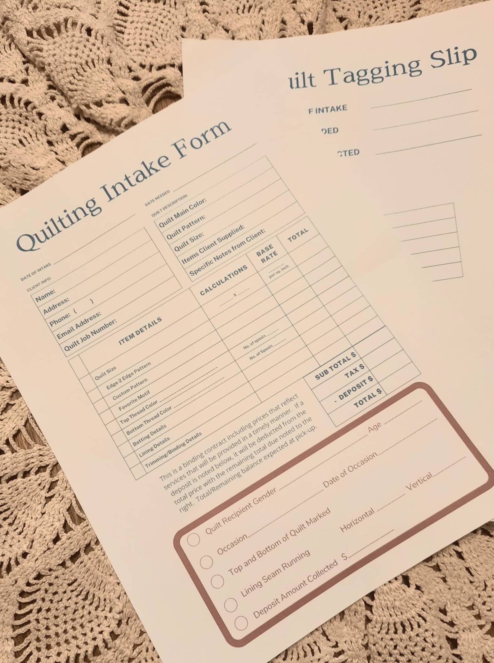 Printable Invoice and Tag Bundle Home Quilting Business Invoice Sales ...