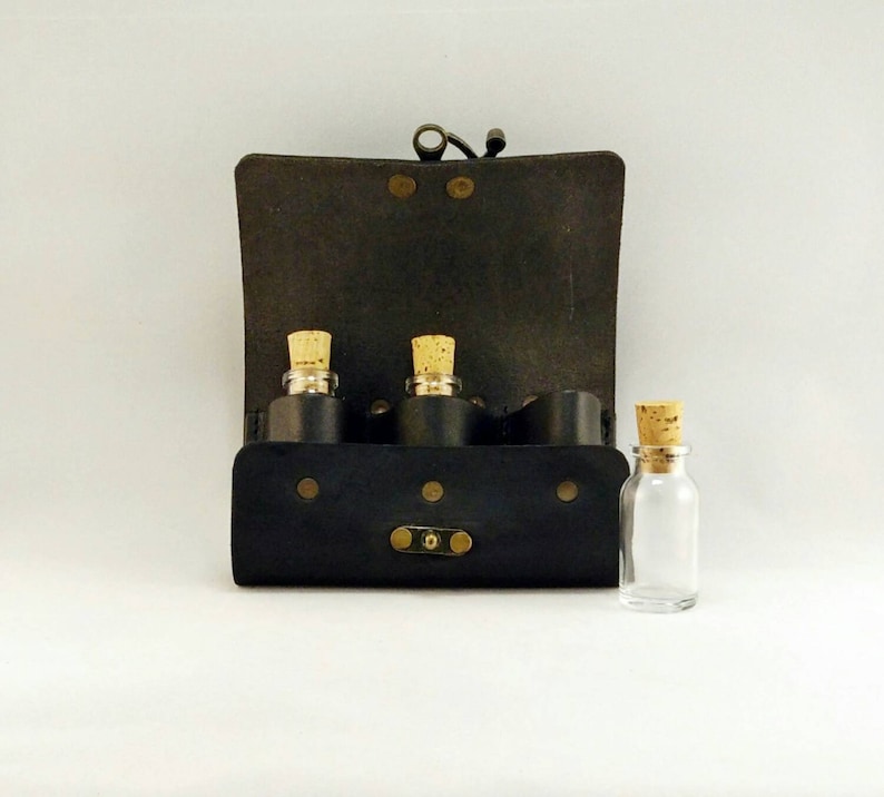 Potion Holder Leather Belt Bag With 3 Bottles Included. - Etsy