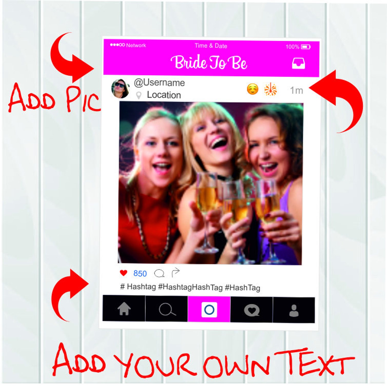 Social Media Frames Photo Booth Frame Custom Design Pink - Etsy