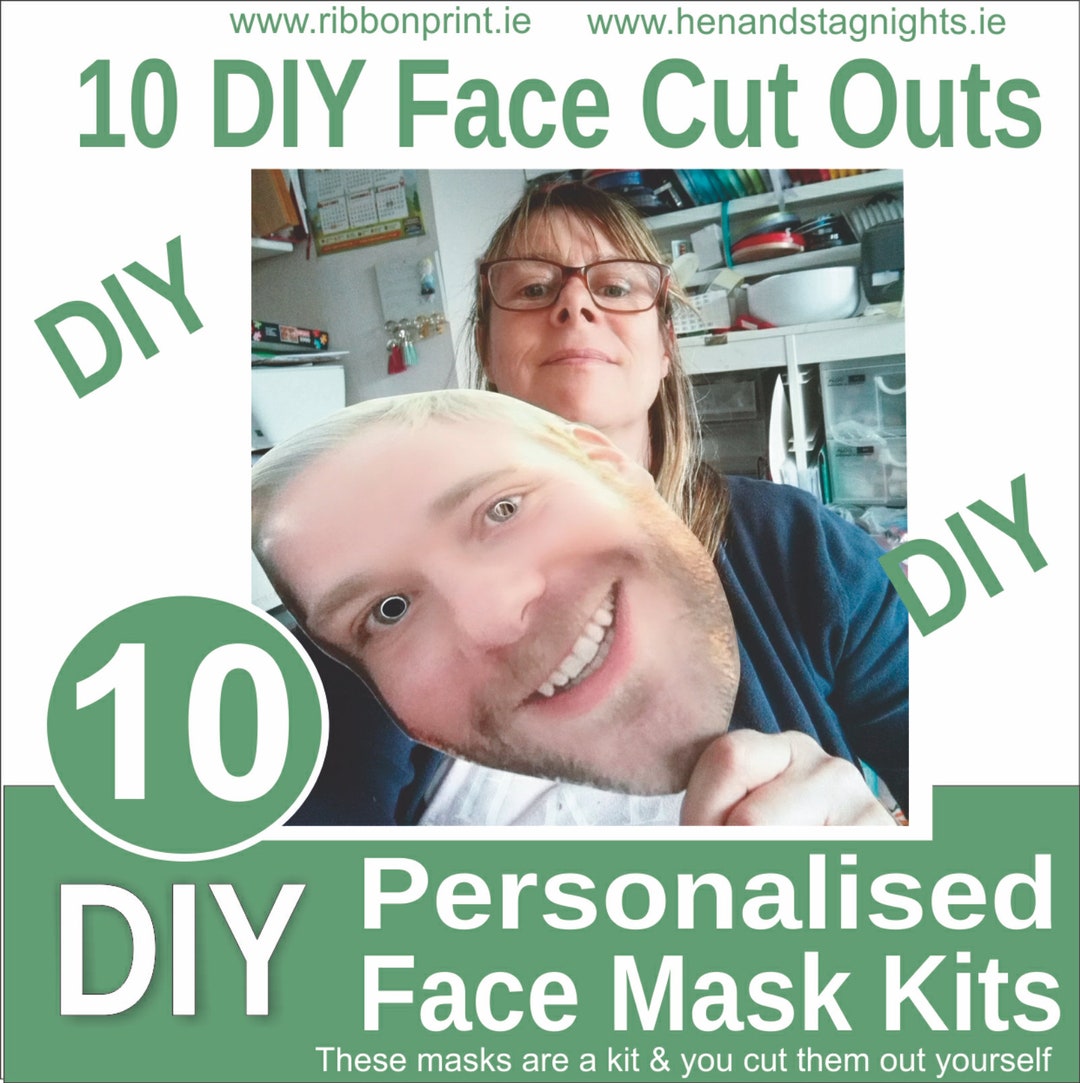 10 PACK Photo Mask DIY Personalised Custom Photo Face Masks Hen Do ...