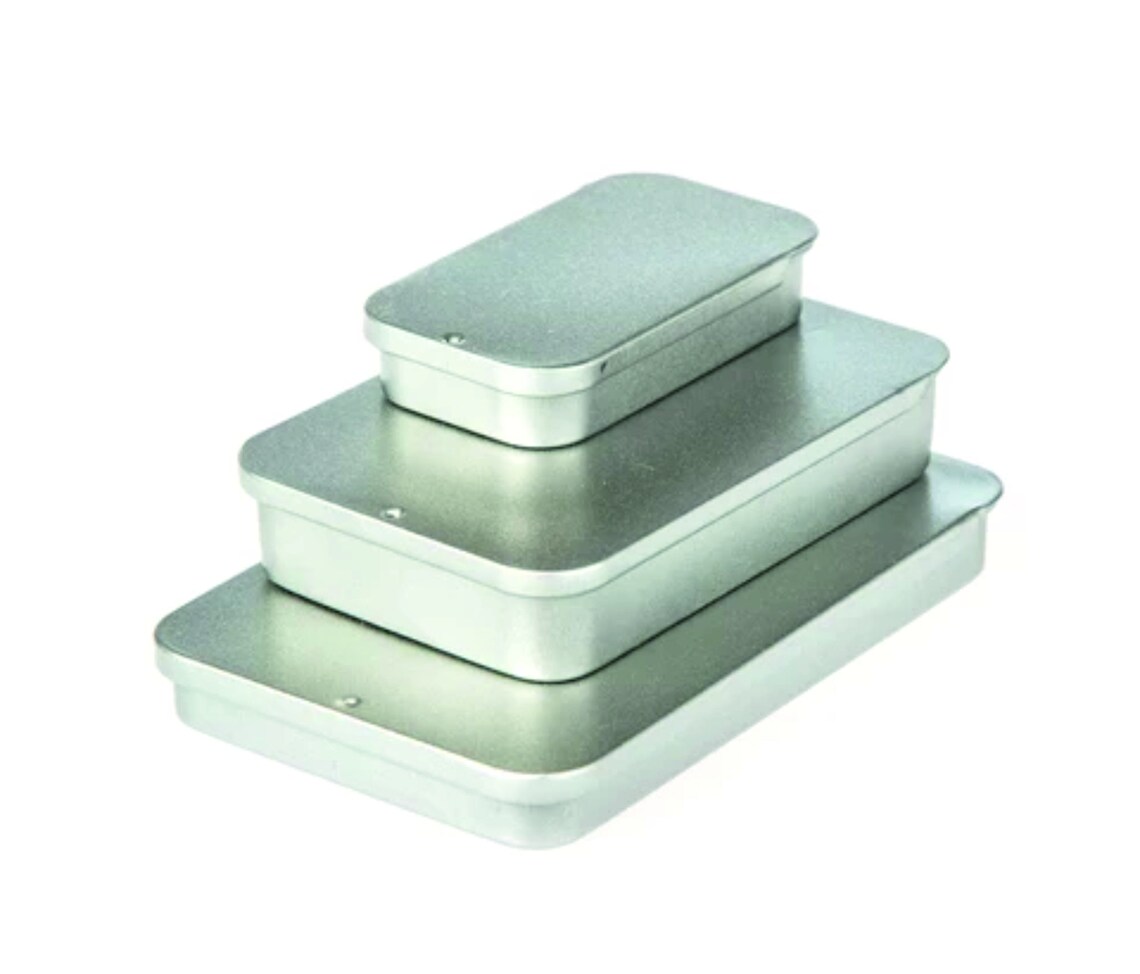 Rectangular Tins With Hinged Lid 4's Silver Shallow - Etsy