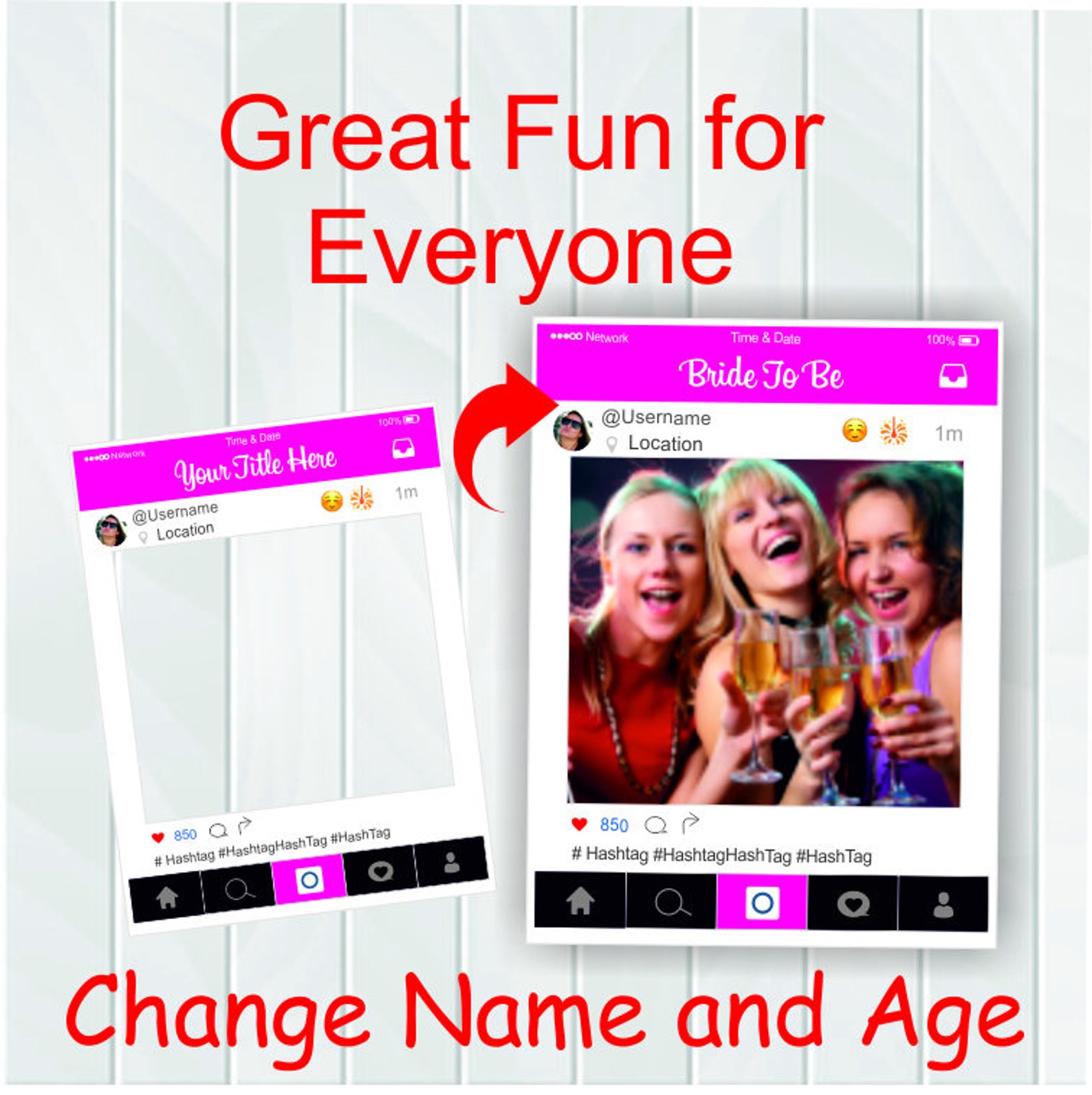 Social Media Frames Photo Booth Frame Custom Design Pink - Etsy