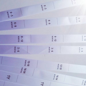 Printed Garment Age Tags - Foldable - Size Labels - 20 Washcare Labels ...