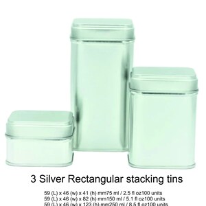 Tall Silver Rectangle Tins (5's) 3 Sizes Avail - Stackable Tins ...
