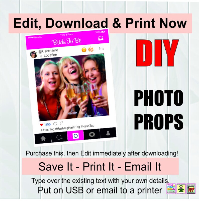 Social Media Frames Photo Booth Frame Custom Design Pink - Etsy