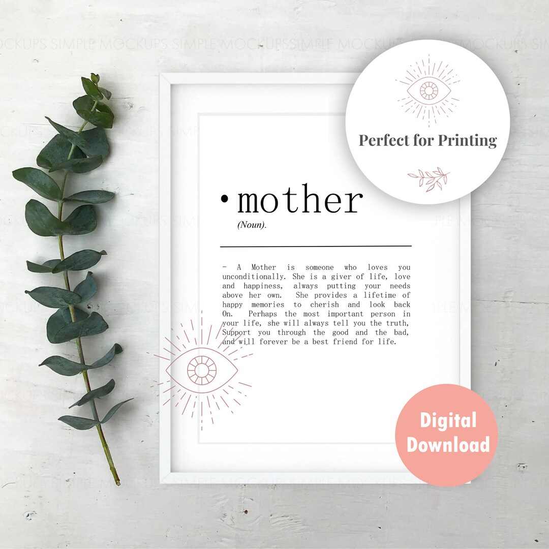 MOTHER ART - Definition Mother - JPEG File, Printable Wall Art Print ...