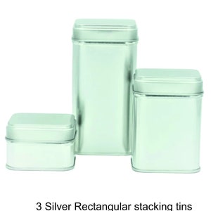 Tall Silver Rectangle Tins (5's) 3 Sizes Avail - Stackable Tins ...