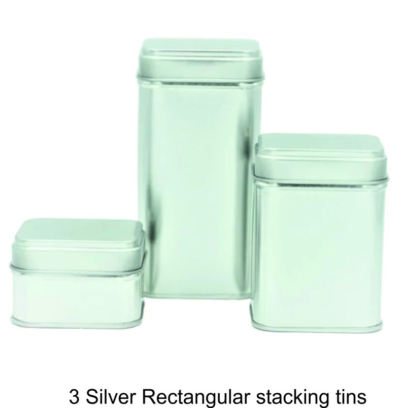 Tall Silver Rectangle Tins 5's 3 Sizes Stackable Tins | Etsy