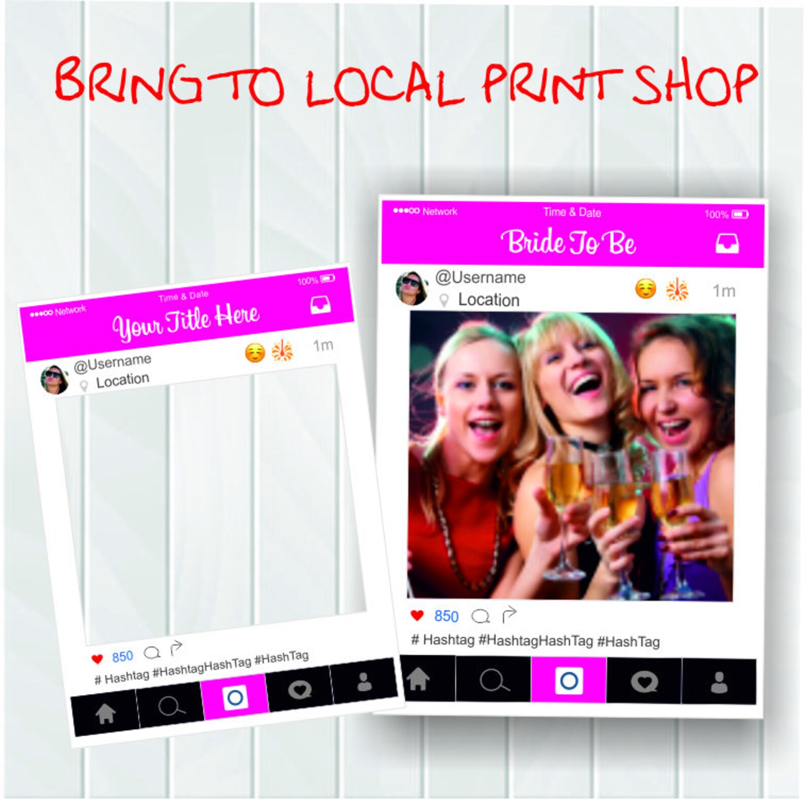 Social Media Frames Photo Booth Frame Custom Design Pink - Etsy