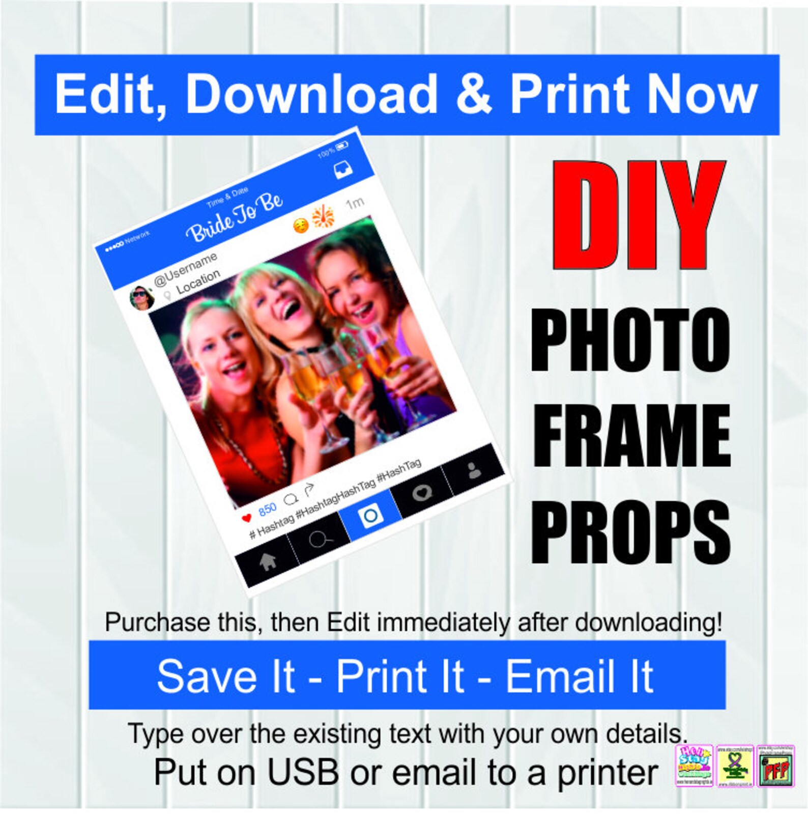 Social Media Frame Prop Editable Download Custom Design - Etsy