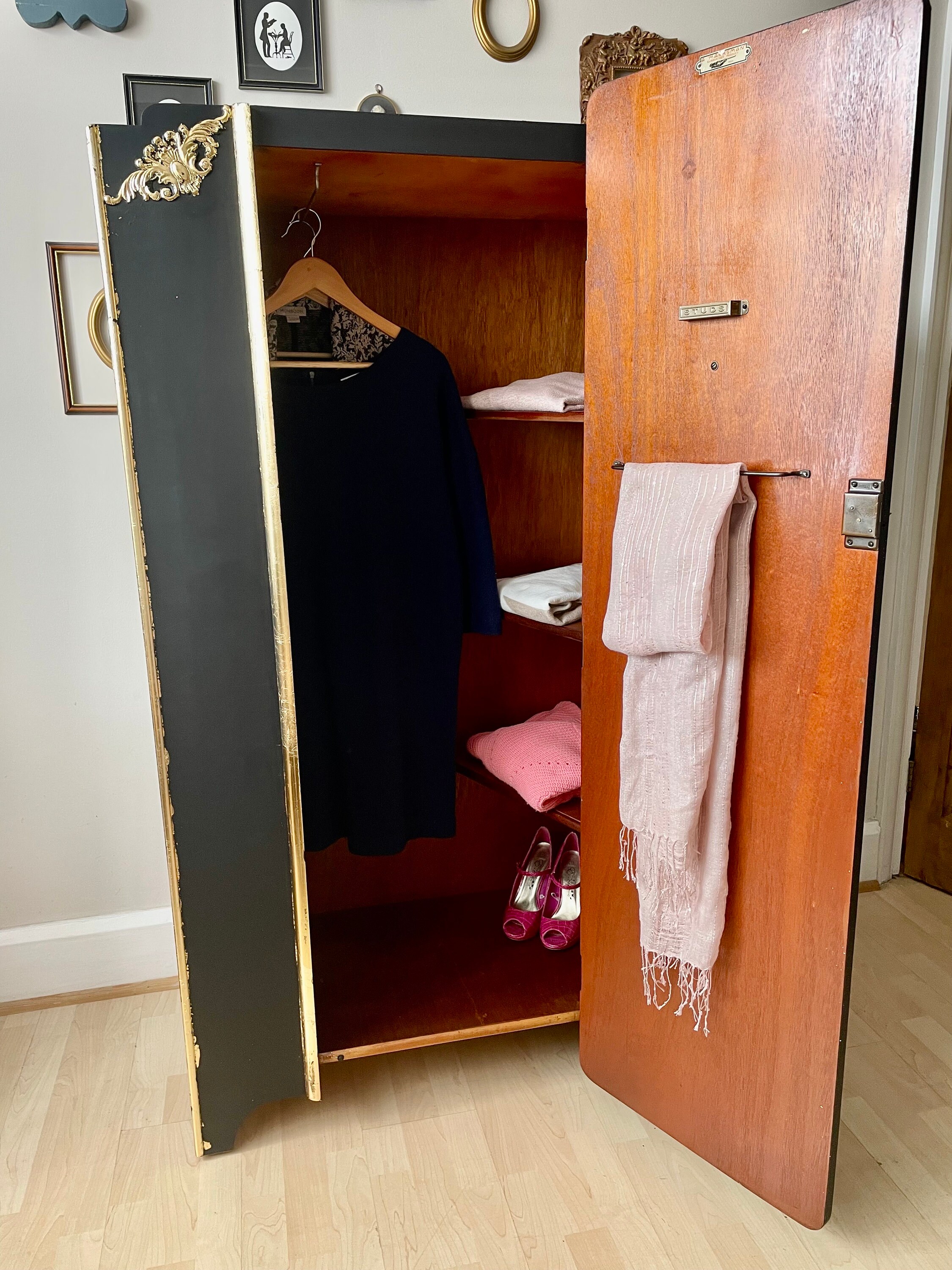 Vintage Single Wardrobe Armoires , Hall Storage, Entryway, Coat ...