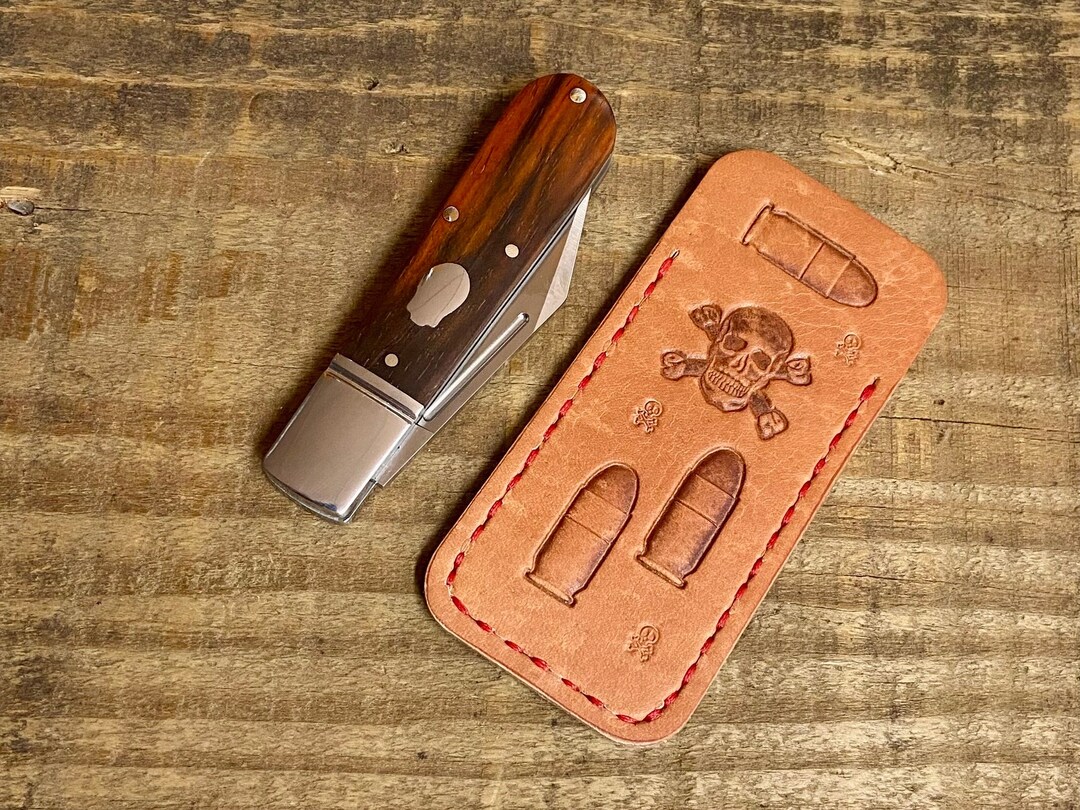 Cajun Pocket Slip W/skull and Crossbones Leather Pocket Knife Sheath in ...
