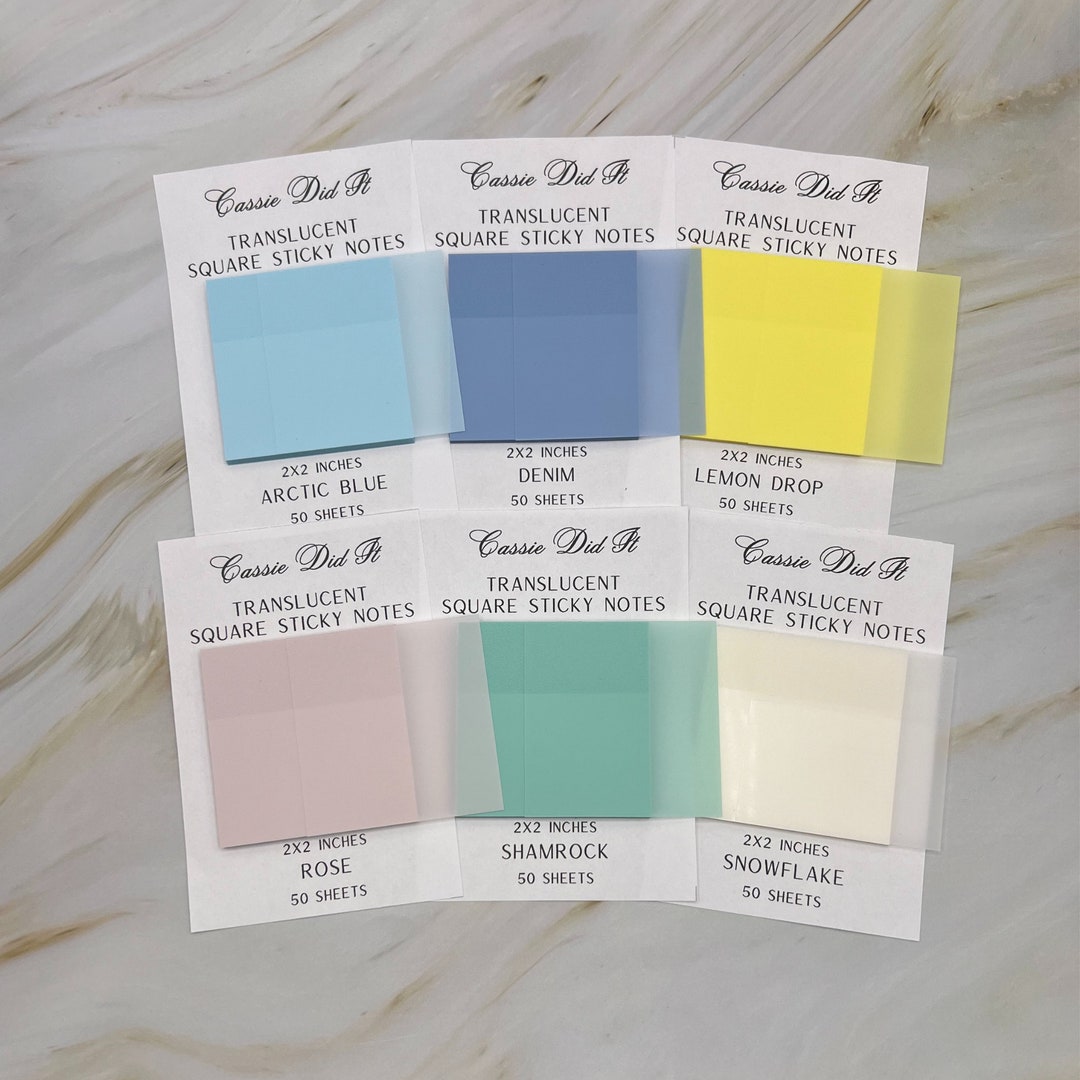2x2 Inch 50mm Translucent Transparent PET Sticky Notes 50 Sheets - Etsy