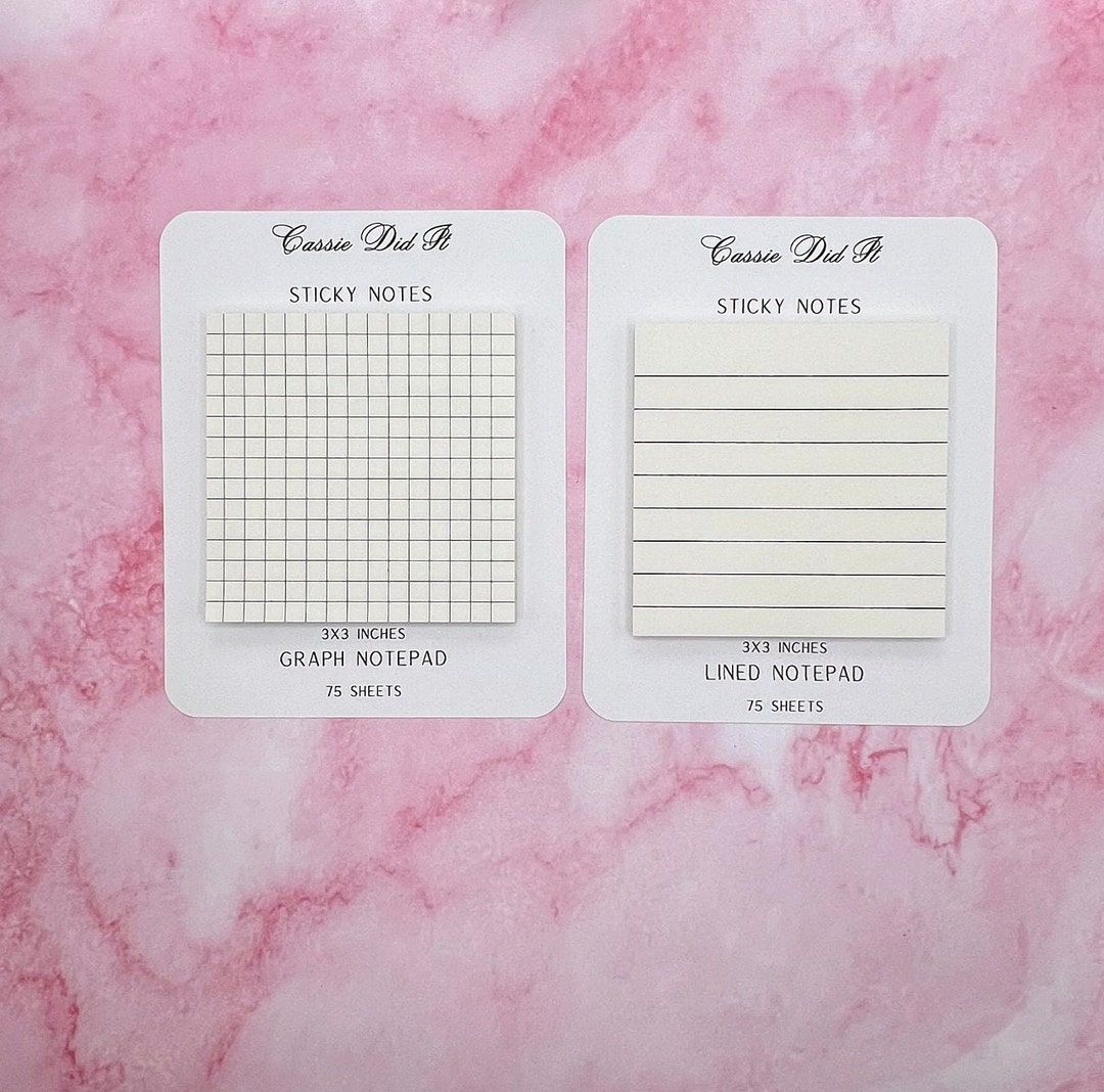 3x3 Inch Sticky Note Pad Lined and Graph - Etsy