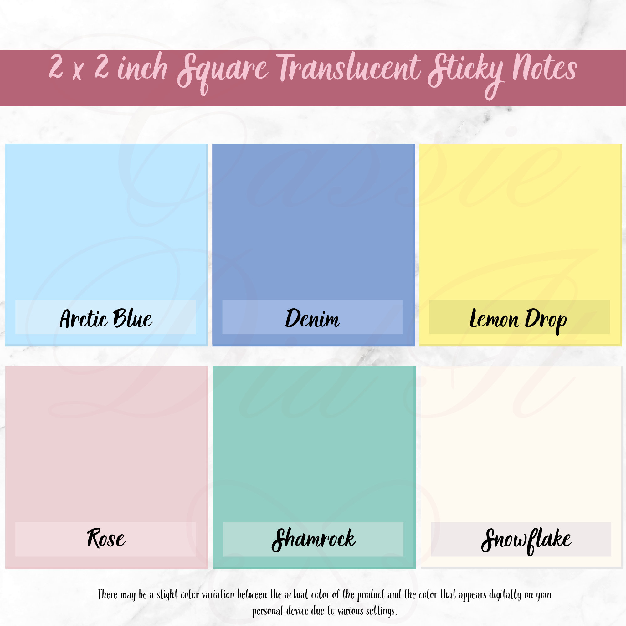 2x2 Inch (50mm) Translucent Transparent PET Sticky Notes 50 Sheets - Etsy