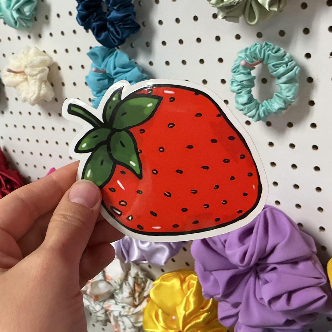 Autocollant Fraise Dessiné à La Main - Strawberry Sticker Hand Drawn - Etsy
