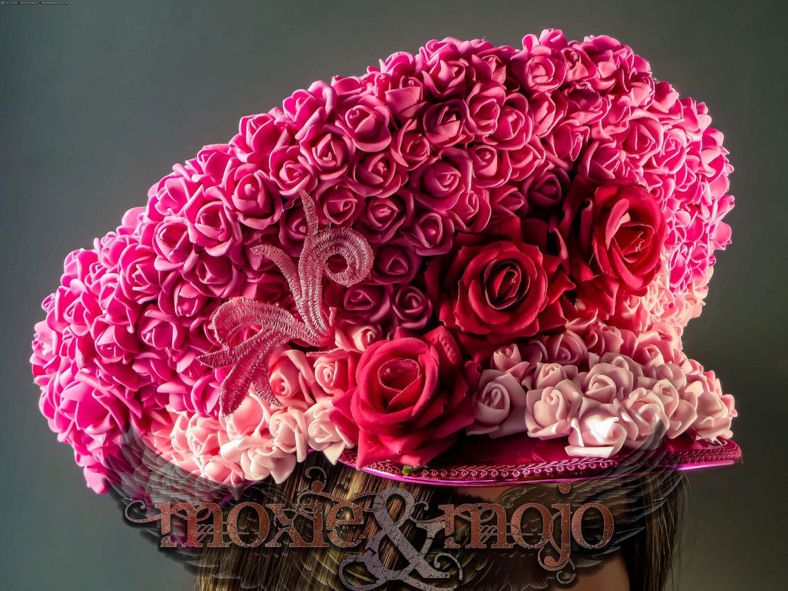 Pink Captain Hat: Roses, Military Soldier Embellished Officer's Hat ...