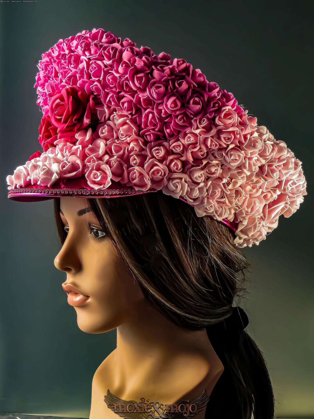Pink Captain Hat: Roses, Military Soldier Embellished Officer's Hat ...