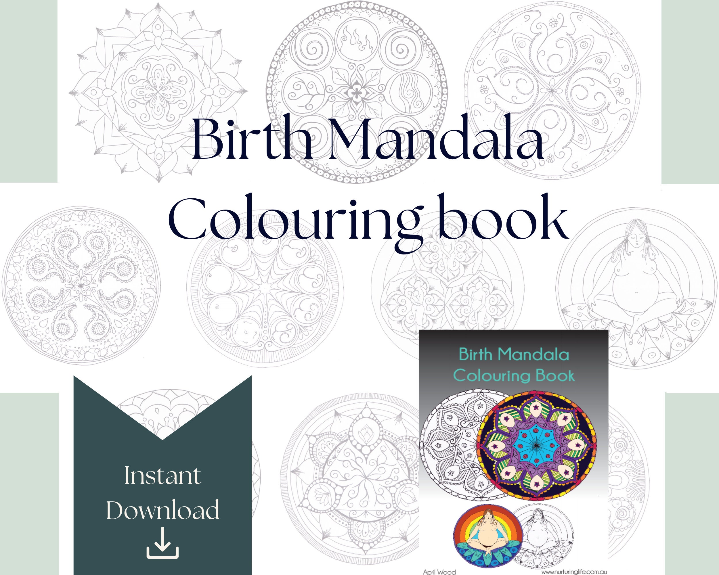 Birth Mandala Adult Colouring in Book, Printable, Downloadable, Gift ...