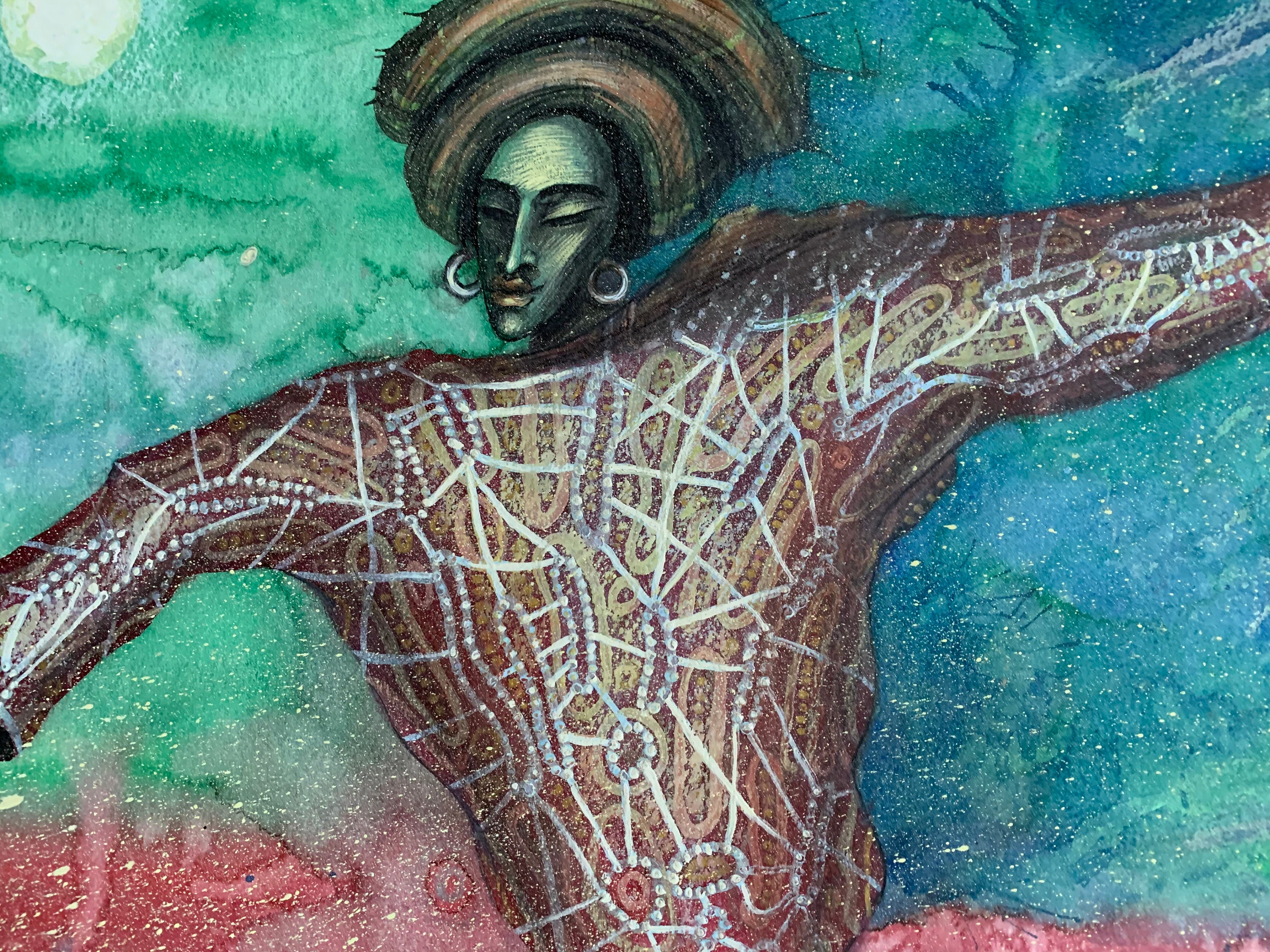 El Chamán: Arte Original Acuarela Gouache Gráficos de - Etsy España