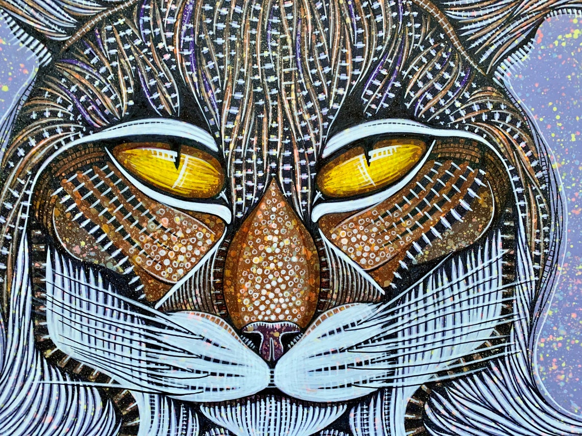 Silent Lynx: ORIGINAL ART Acrylic Graphics Painting Animal | Etsy