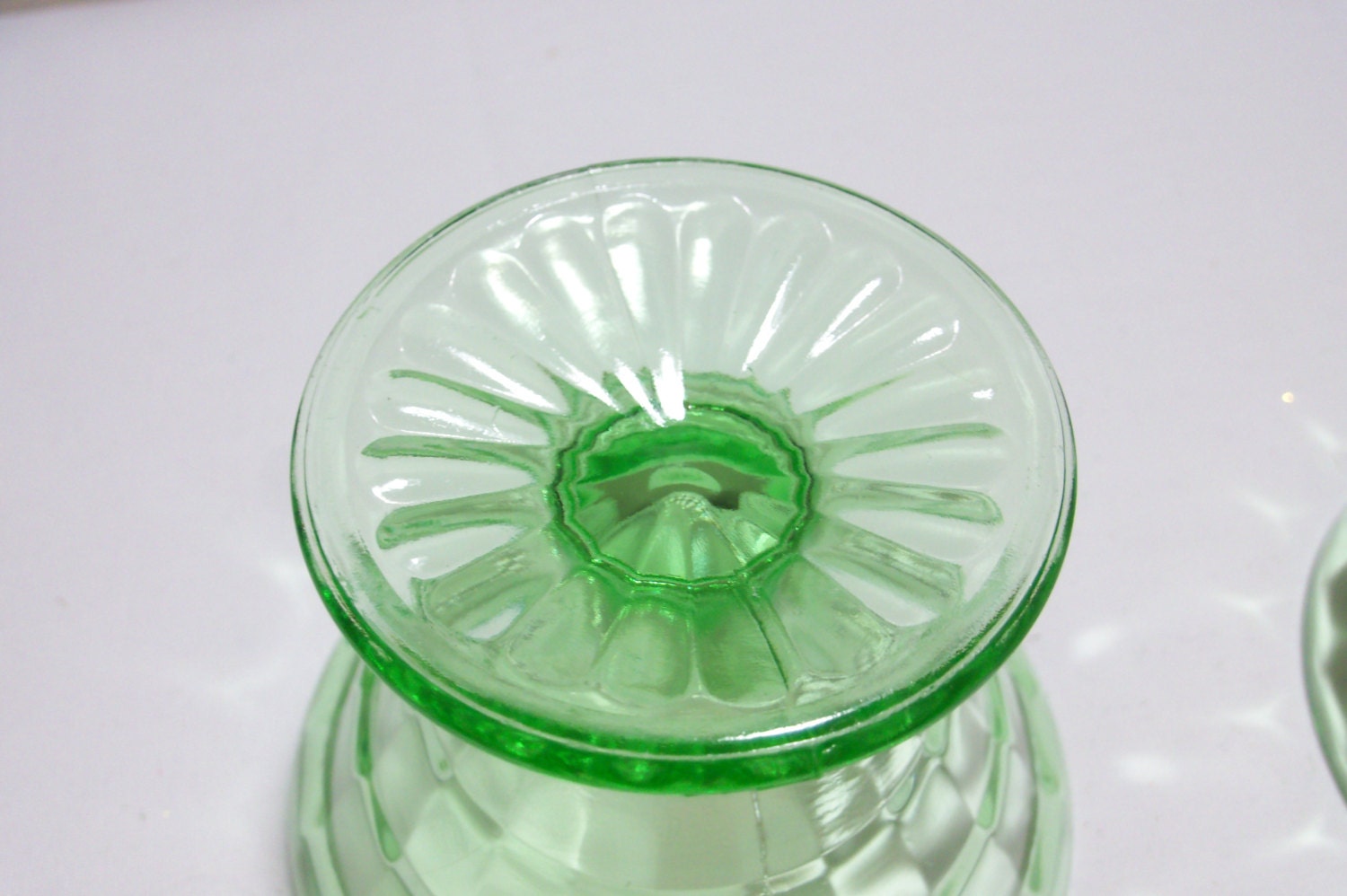 Green Depression Glass Block Optic Two Cone Sherbets - Etsy