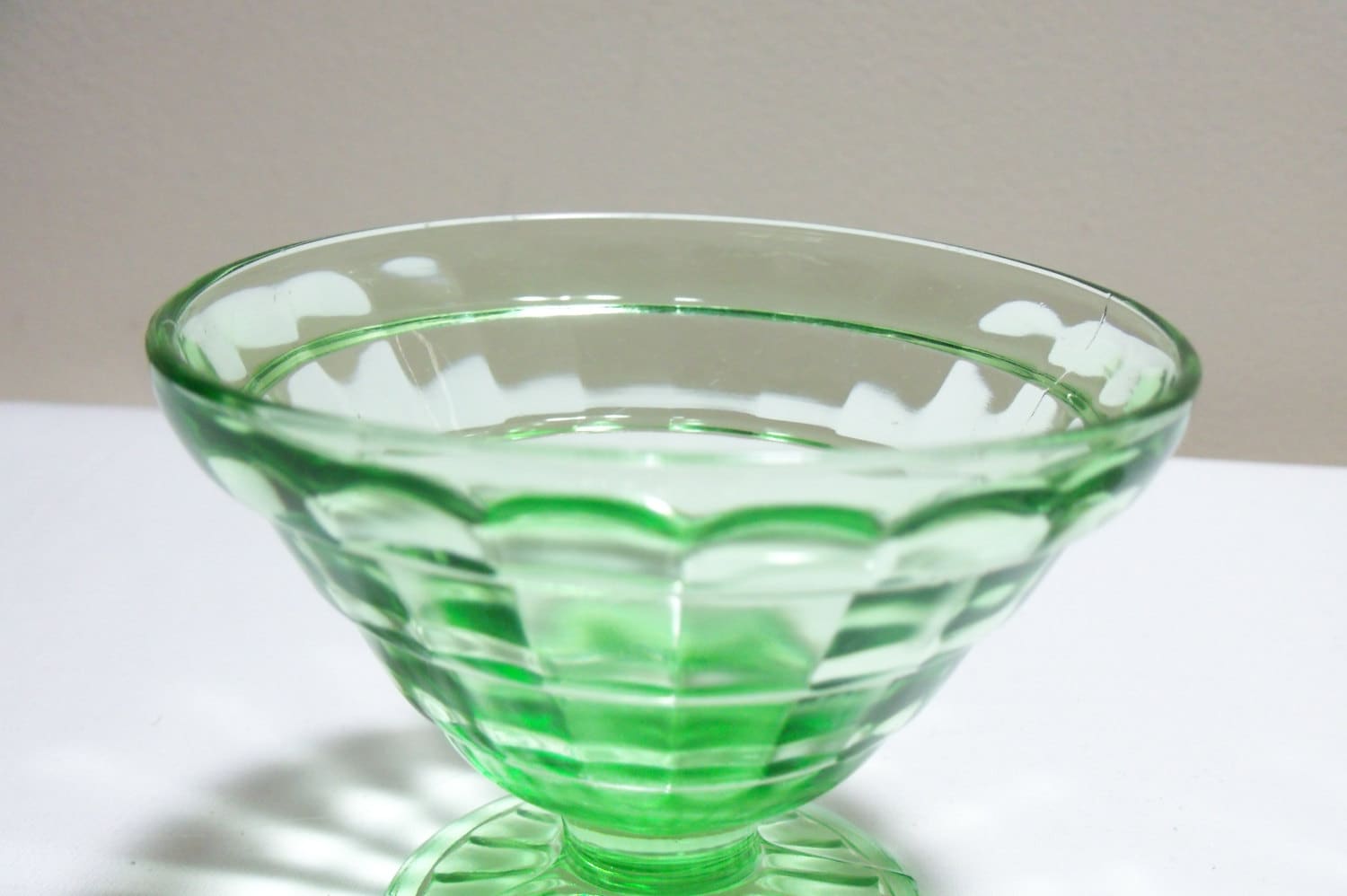 Green Depression Glass Block Optic Two Cone Sherbets - Etsy