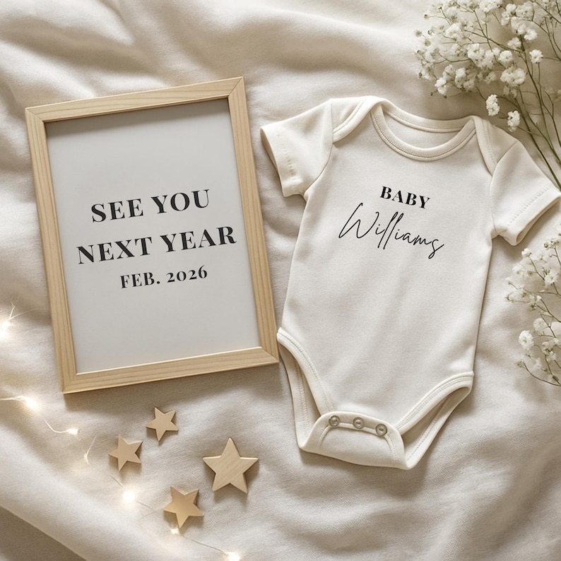 Simple 2026 Due Date Pregnancy Announcement Template, New Year Baby ...