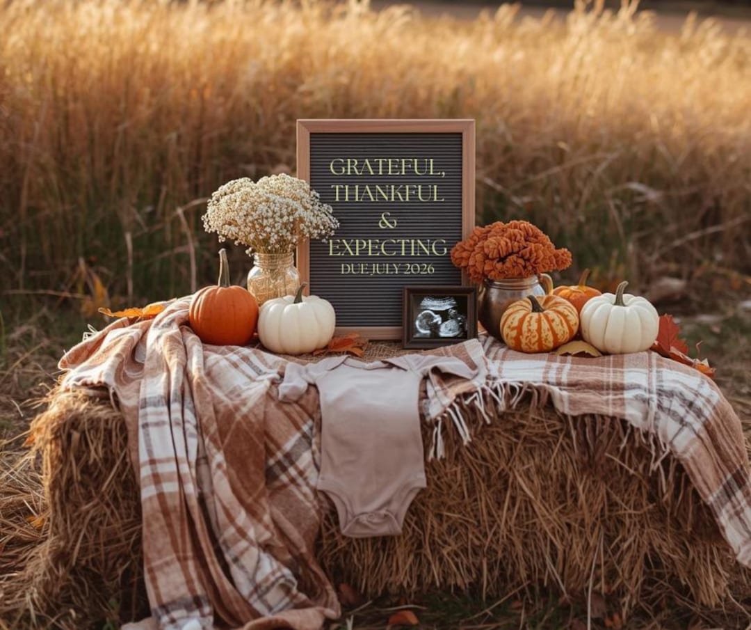 Rustic Fall Pregnancy Announcement | Editable Canva Template | Autumn ...