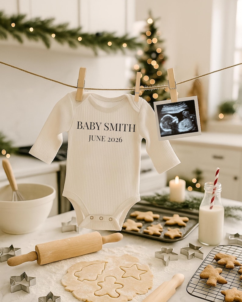 Christmas Baking Pregnancy Announcement • Editable Canva Template ...
