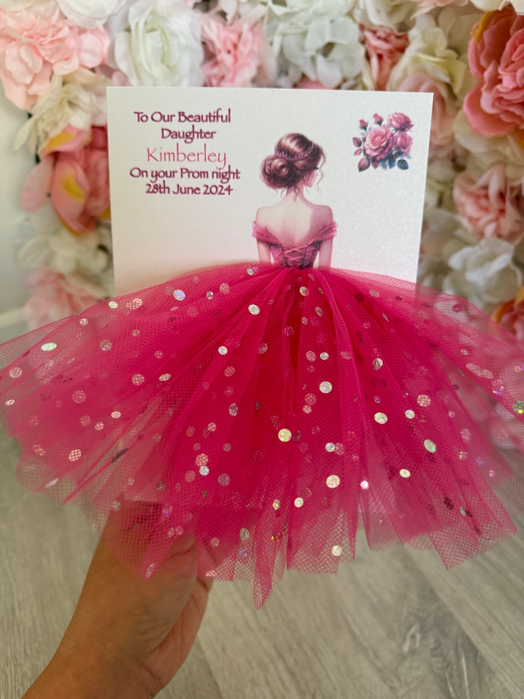 A5 A4 Large Handmade Personalised 3D Girl in Dress Birthday Card Prom ...