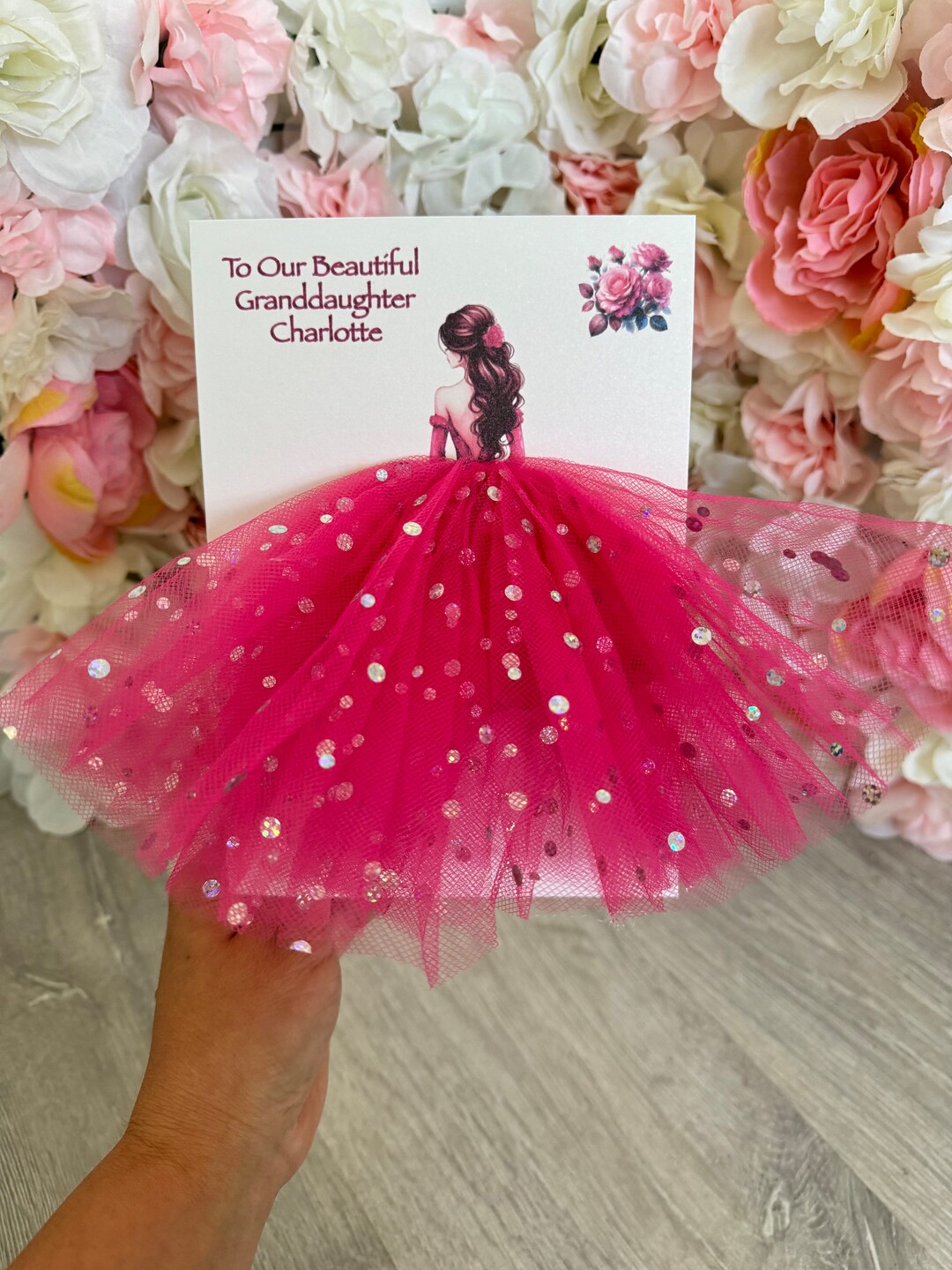 A5 A4 Large Handmade Personalised 3D Girl in Dress Birthday Card Prom ...