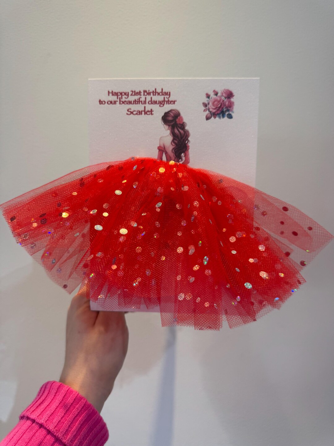 A5 A4 Large Handmade Personalised 3D Girl in Dress Birthday Card Prom ...