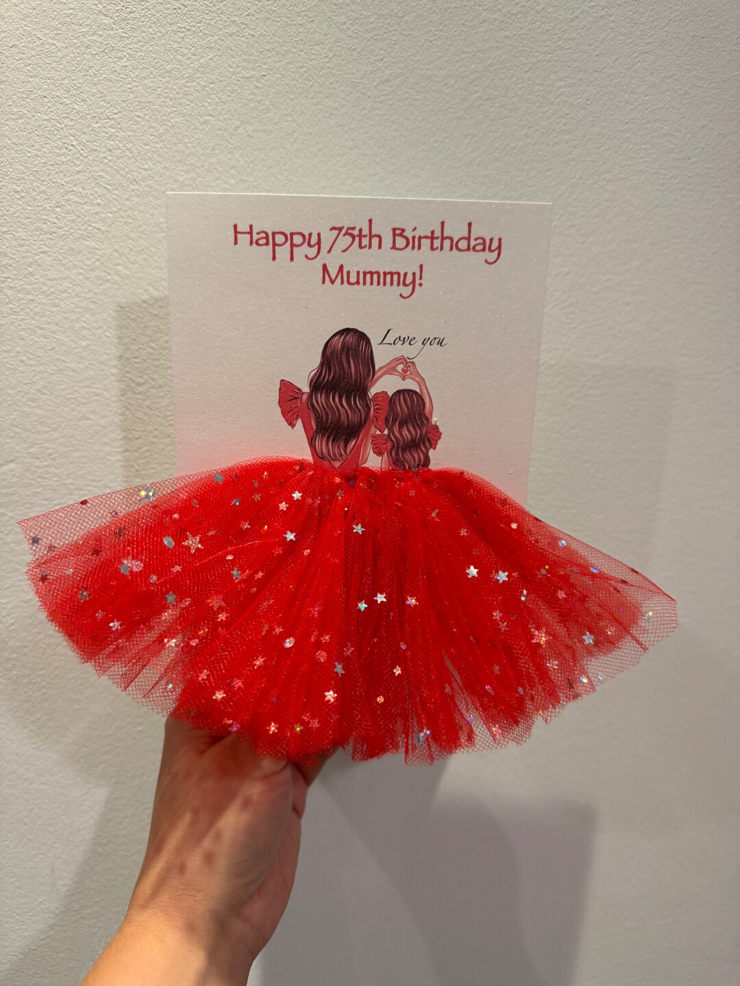 A5 A4 Personalised Mum & Daughter Birthday Card Tutu Tulle Glitter ...