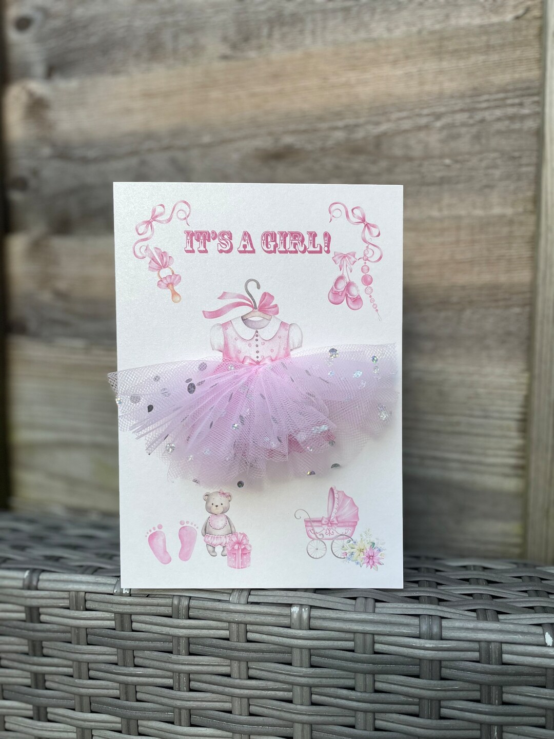 A5 A4 Large Handmade Personalised Baby Girl New Baby Greeting Card ...